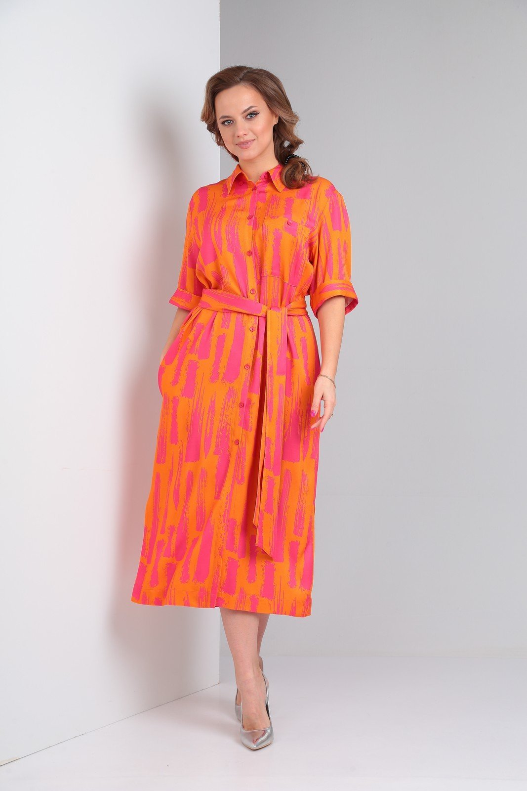 Платье 002 оранжевый Andrea Fashion купить в интернет магазине Велесмода