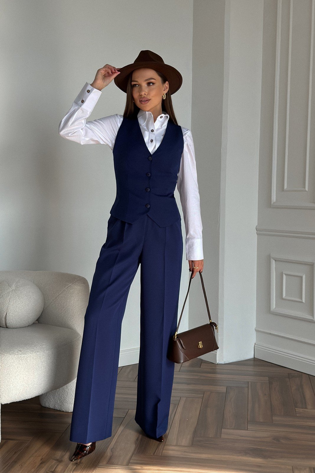 Костюм брючный 1993 синий DilanaVIP купить в интернет магазине | в наличии