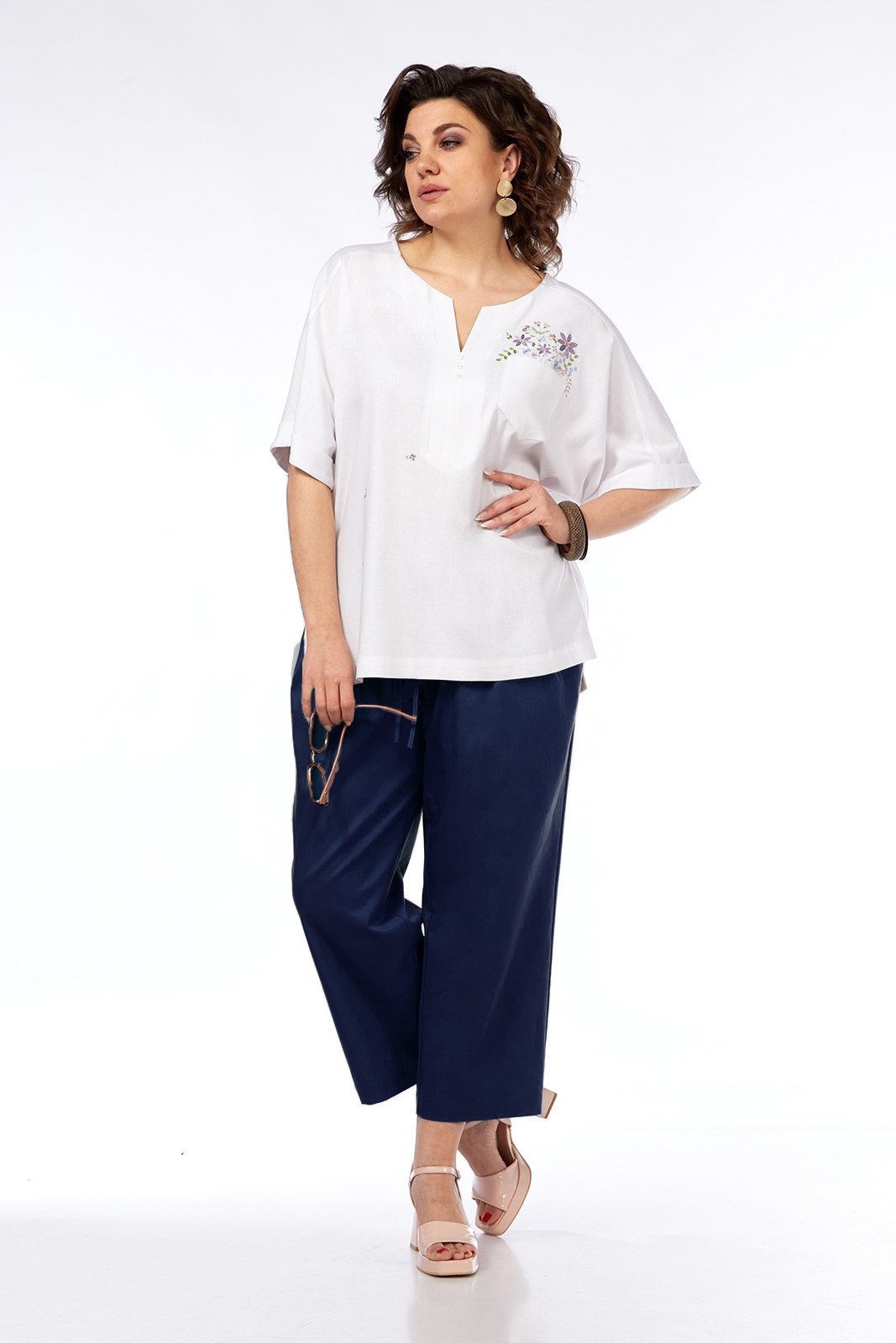 Костюм брючный 3310 белый + синий Jurimex купить в интернет магазине | в наличии