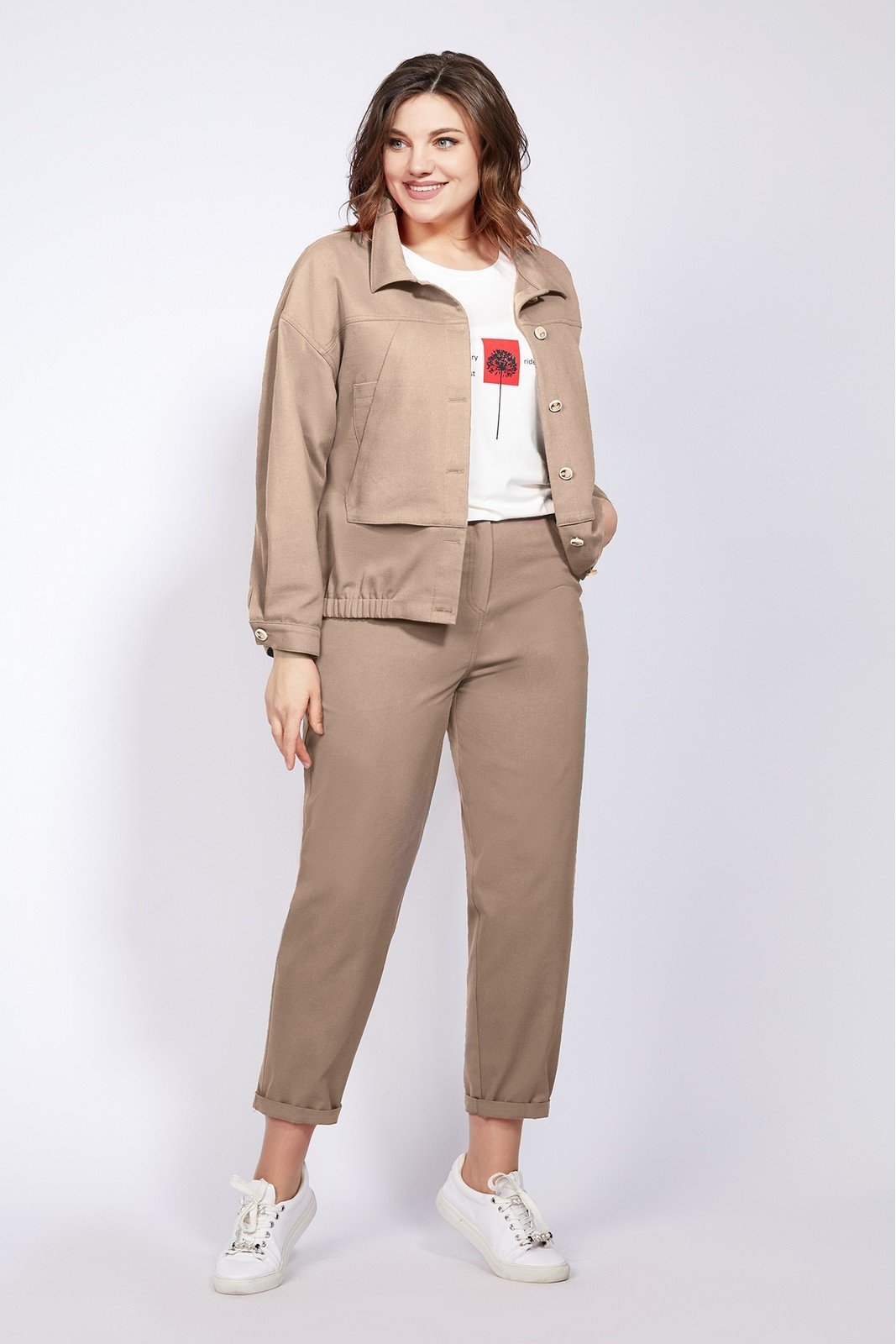 Костюм брючный 1100-1 бежевый Milora купить в интернет магазине Велесмода