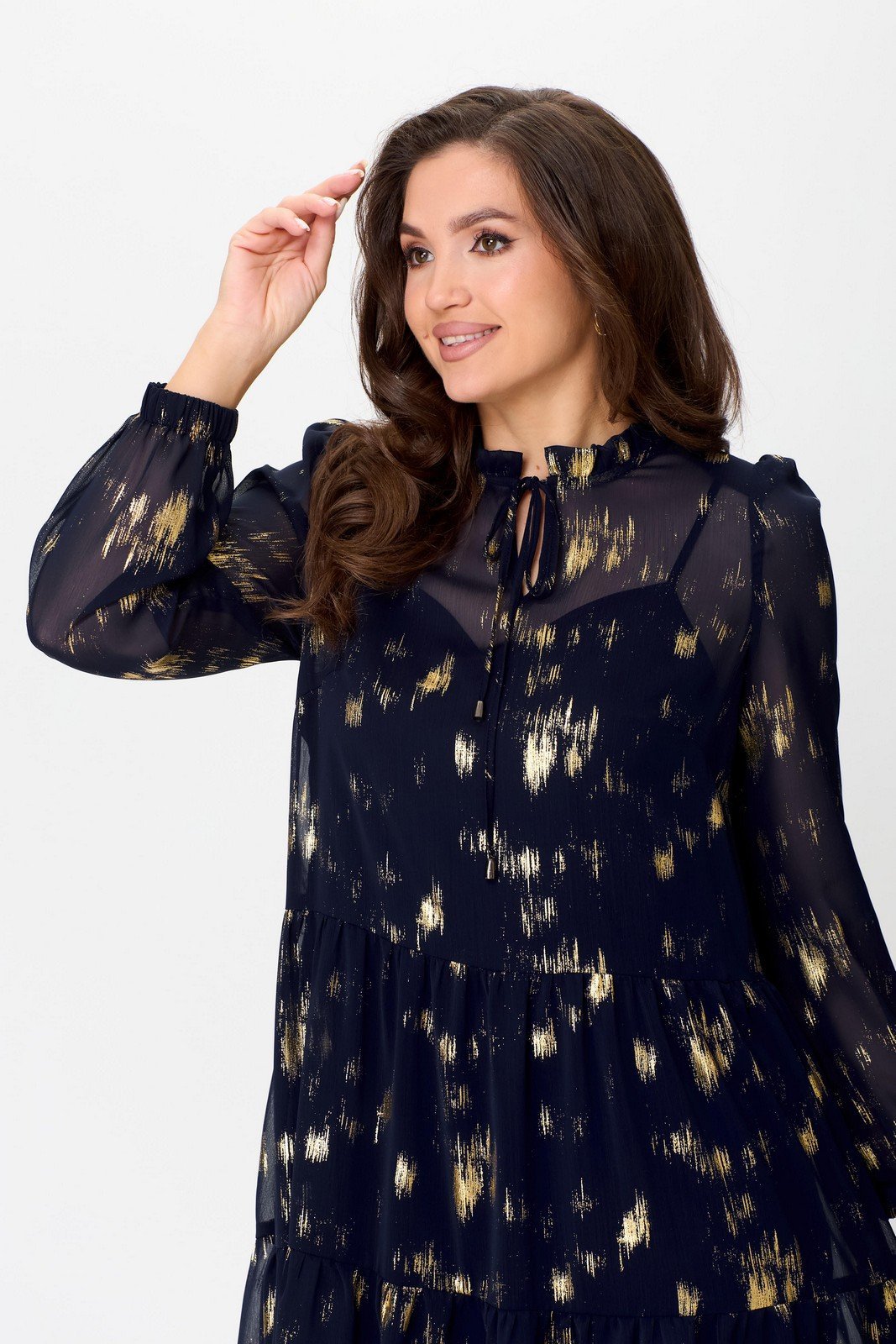 Платье 1137 синий + золото Milora купить в интернет магазине Велесмода
