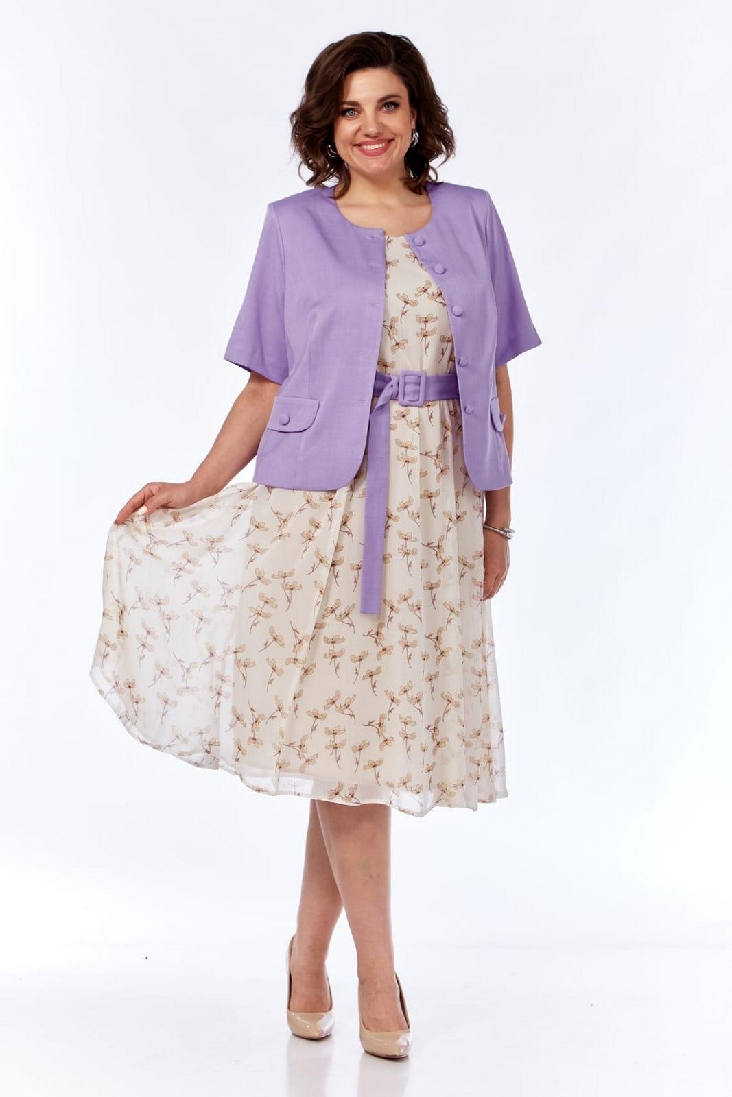 Костюм с платьем 1207 лаванда Milora купить в интернет магазине Велесмода