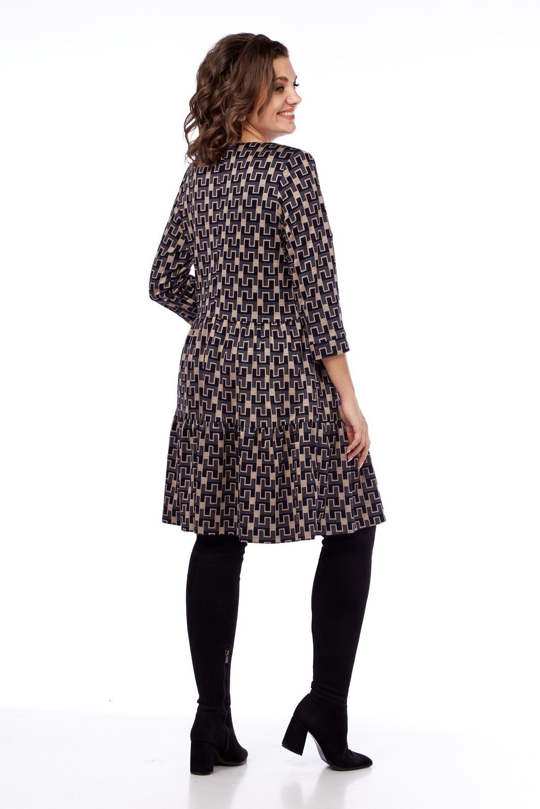 Платье 822 синий + бежевый Milora купить в интернет магазине Велесмода