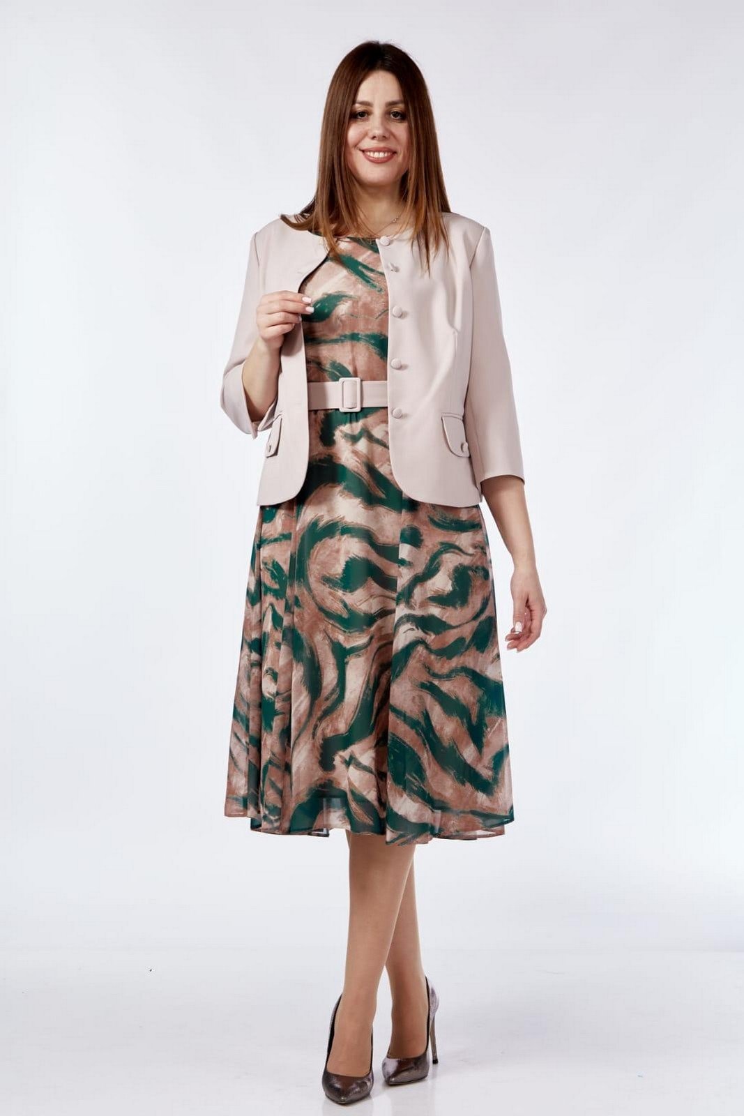 Костюм с платьем 979-1 зеленое Milora купить в интернет магазине Велесмода