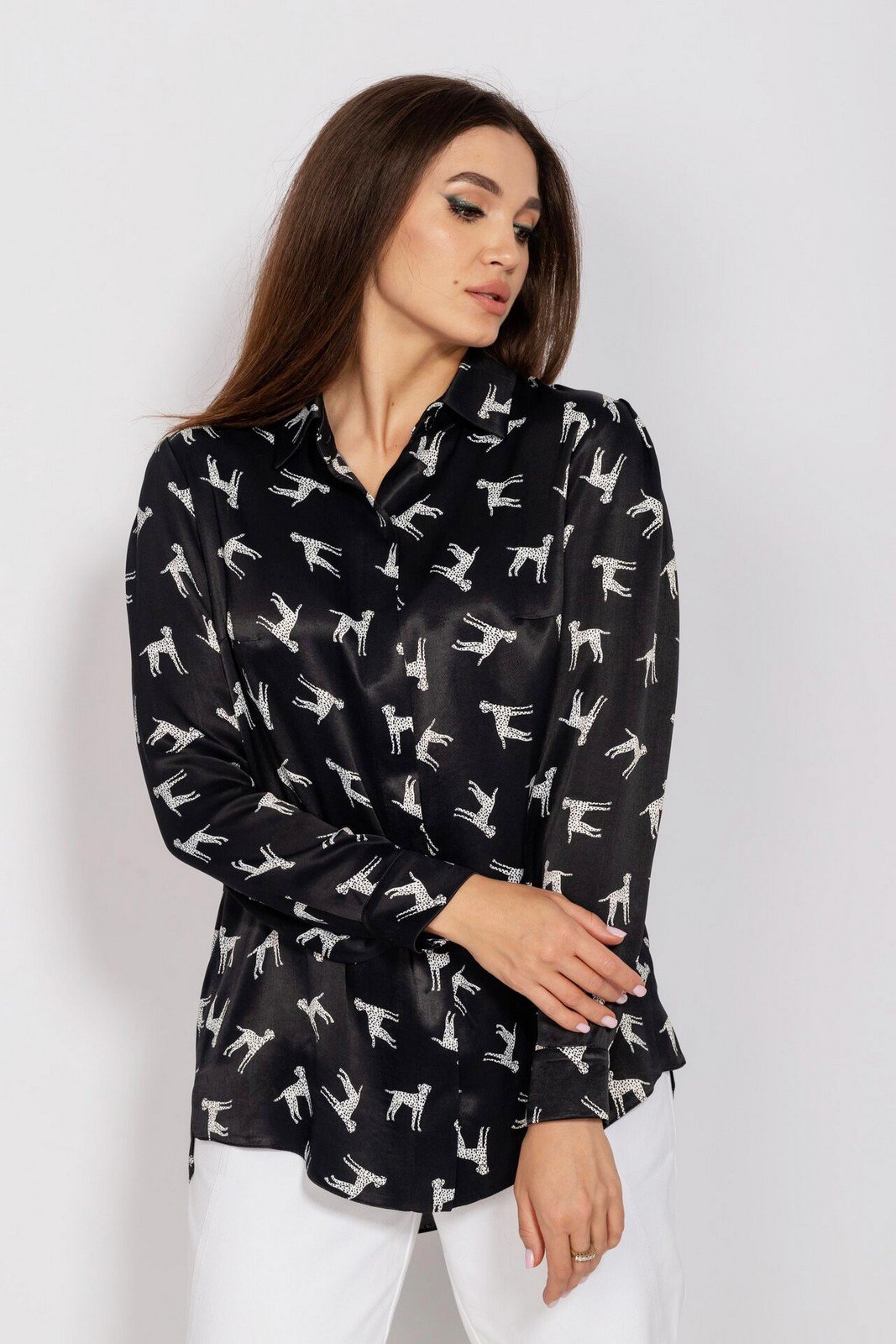 Блузка 1149 черный+собачки MisLana купить в интернет магазине | в наличии