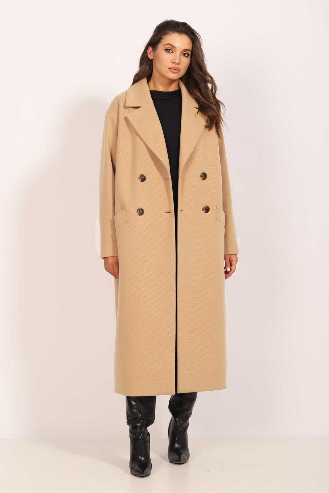 Пальто 855 бежевый MisLana купить в интернет магазине Велесмода