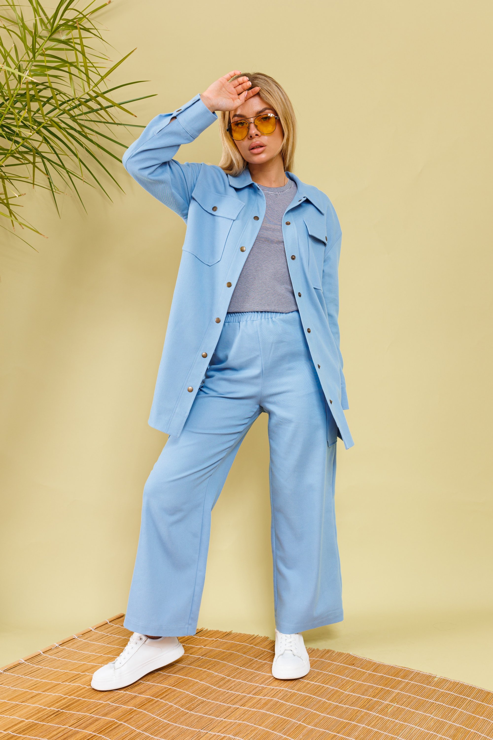 Костюм брючный 349-3 голубой NikVa купить в интернет магазине Велесмода