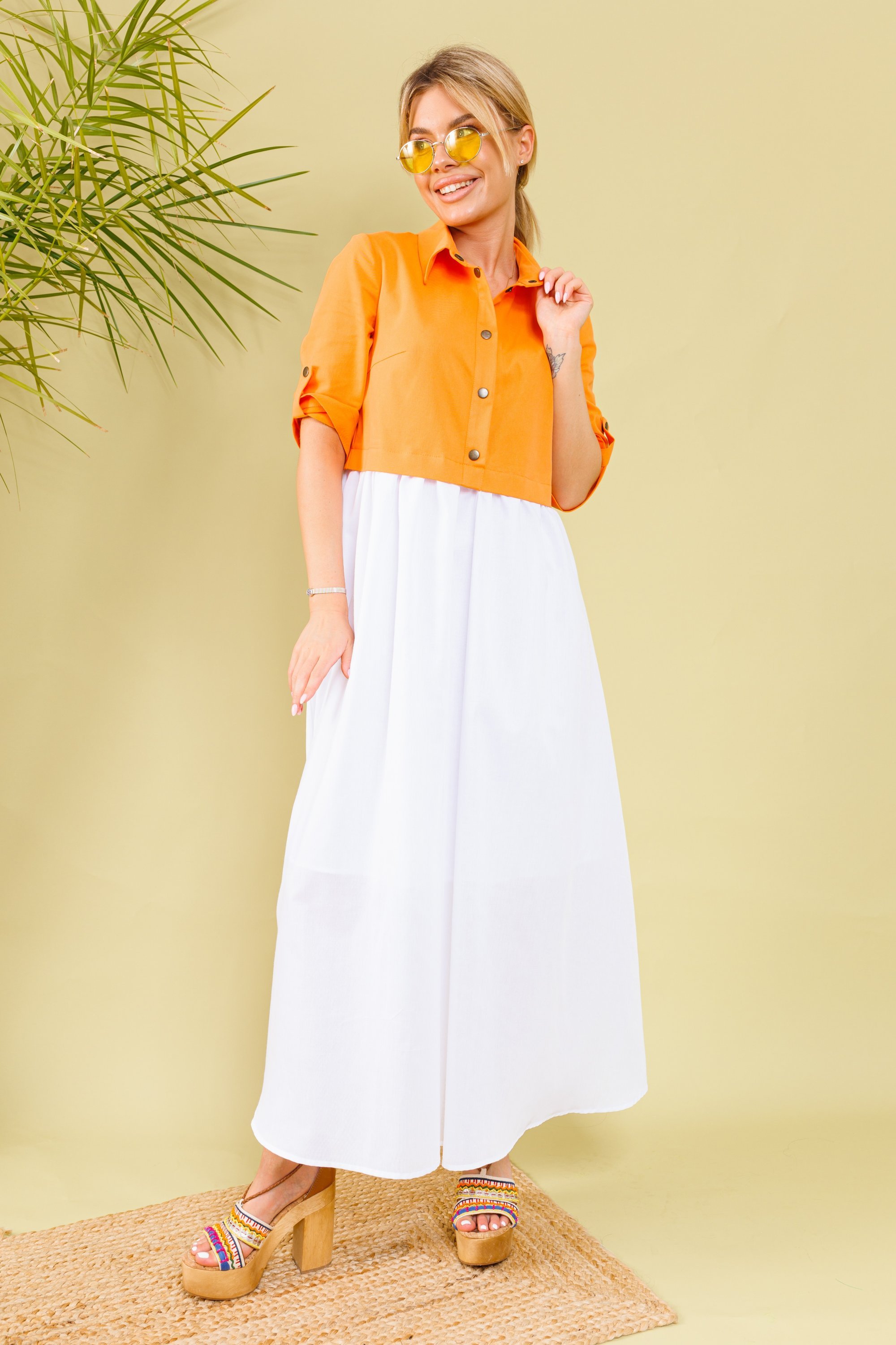 Платье 365-1 мандарин+молоко NikVa купить - 3% скидка | в наличии