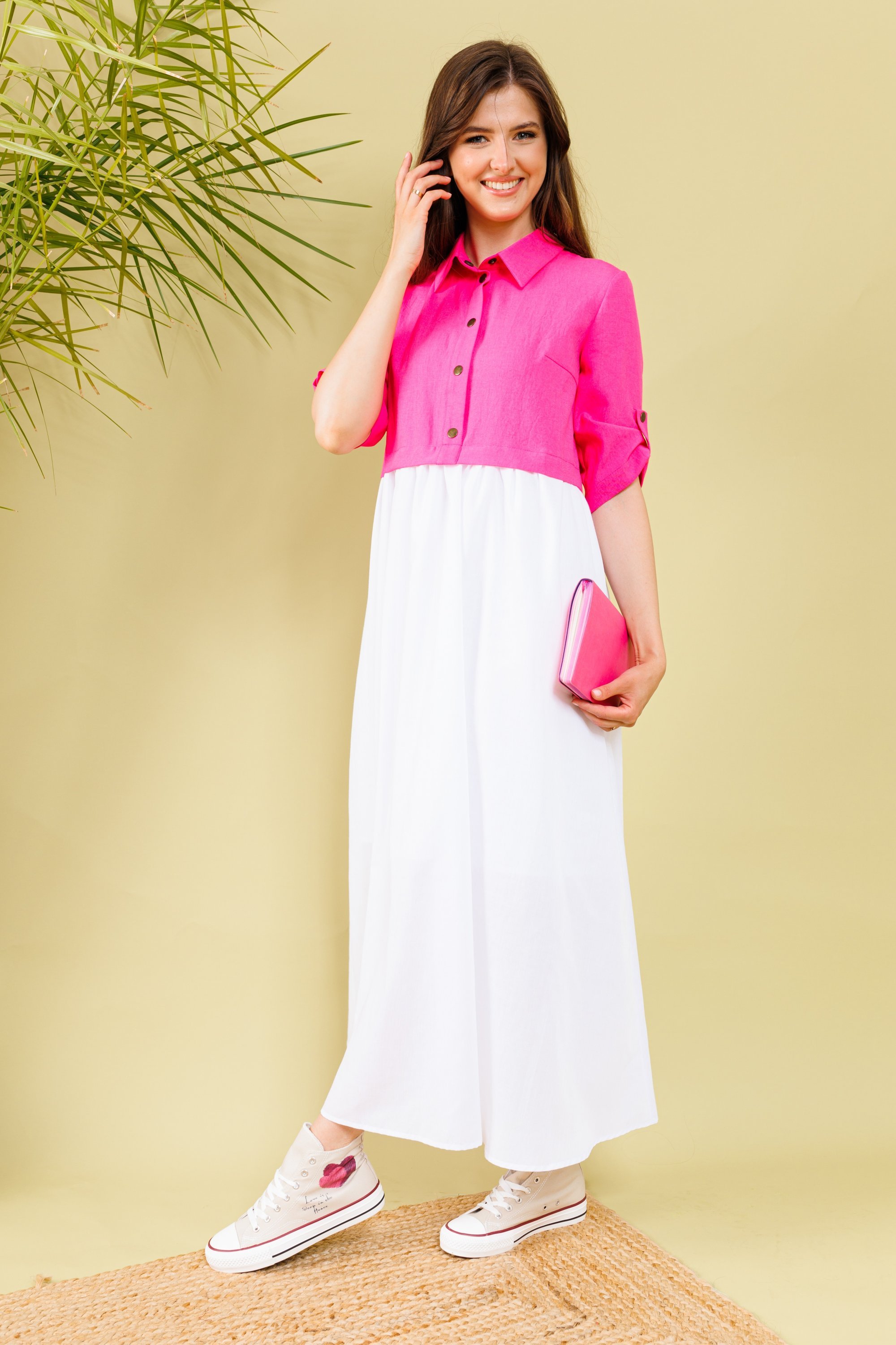 Платье 365-3 фуксия+молоко NikVa купить - 7% скидка | в наличии