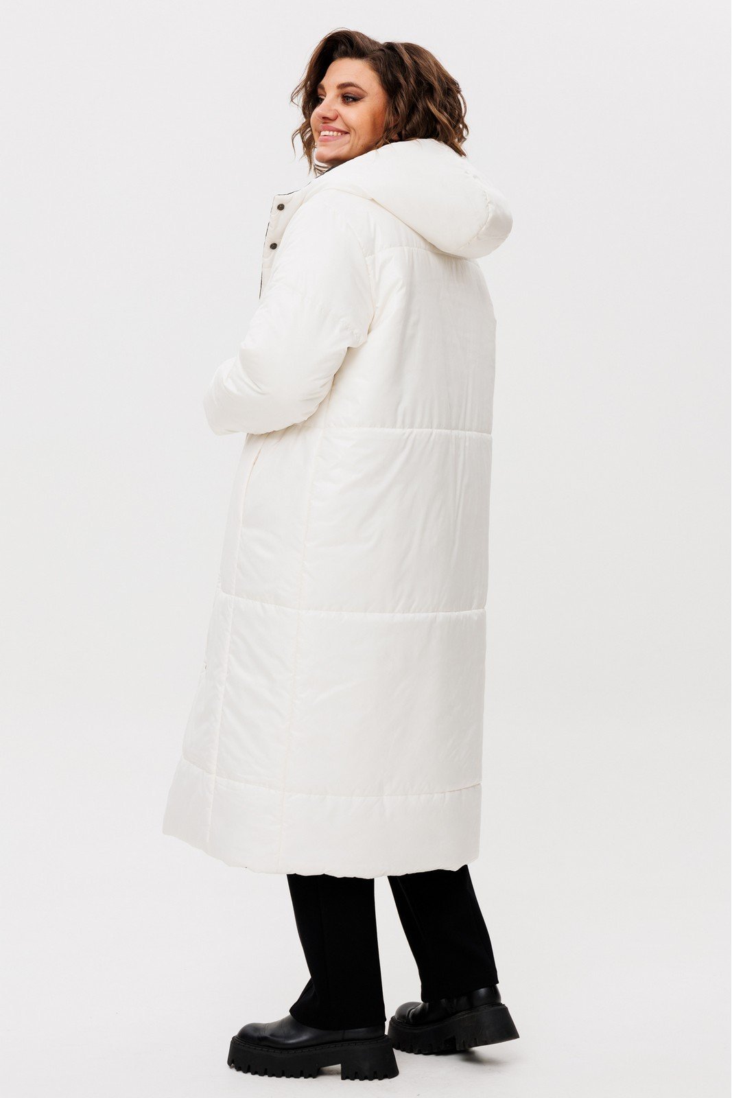 Пальто 2236 белый-черный Rumoda купить в интернет магазине Велесмода