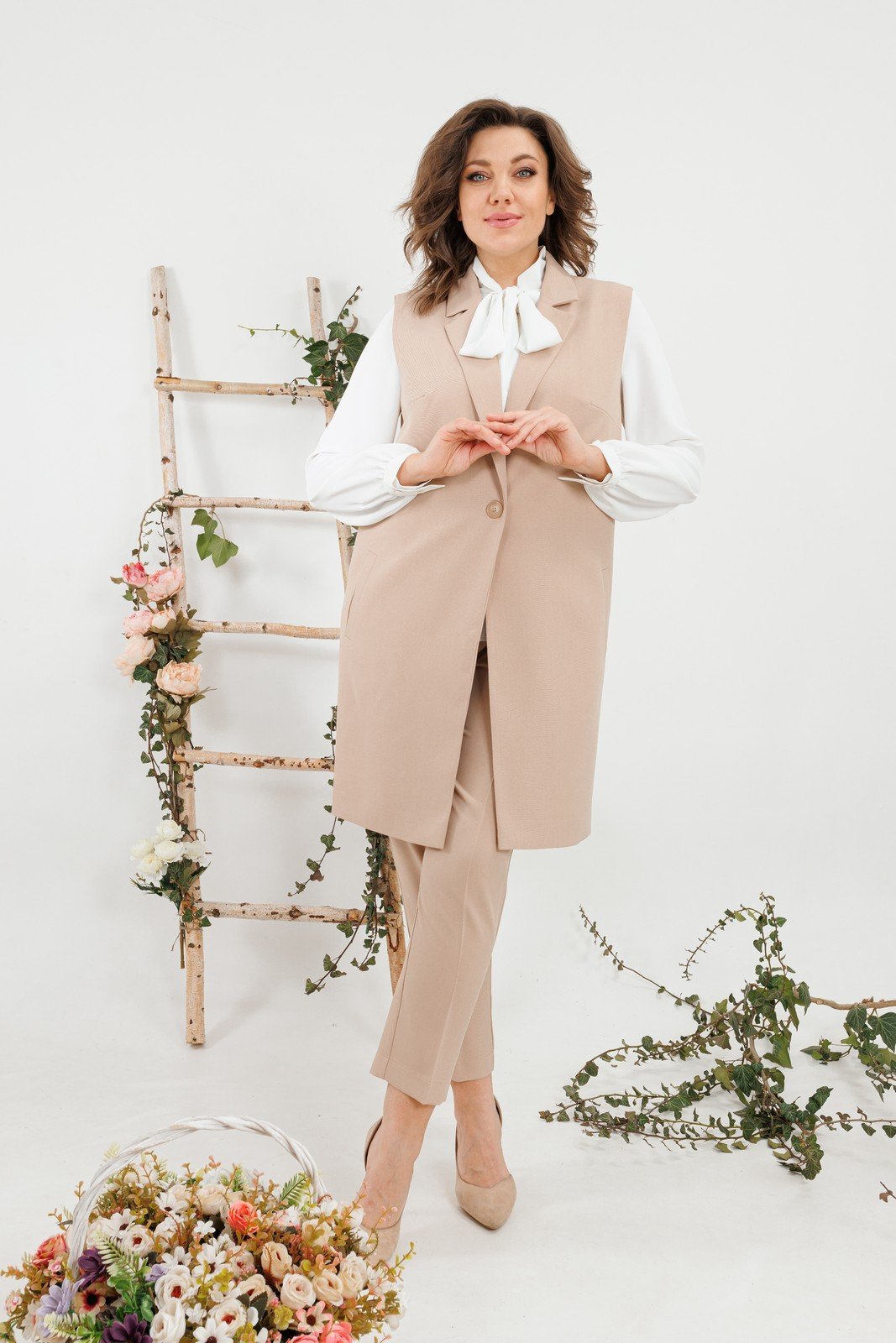 Костюм брючный 130560 песочный SandyNA купить в интернет магазине Велесмода