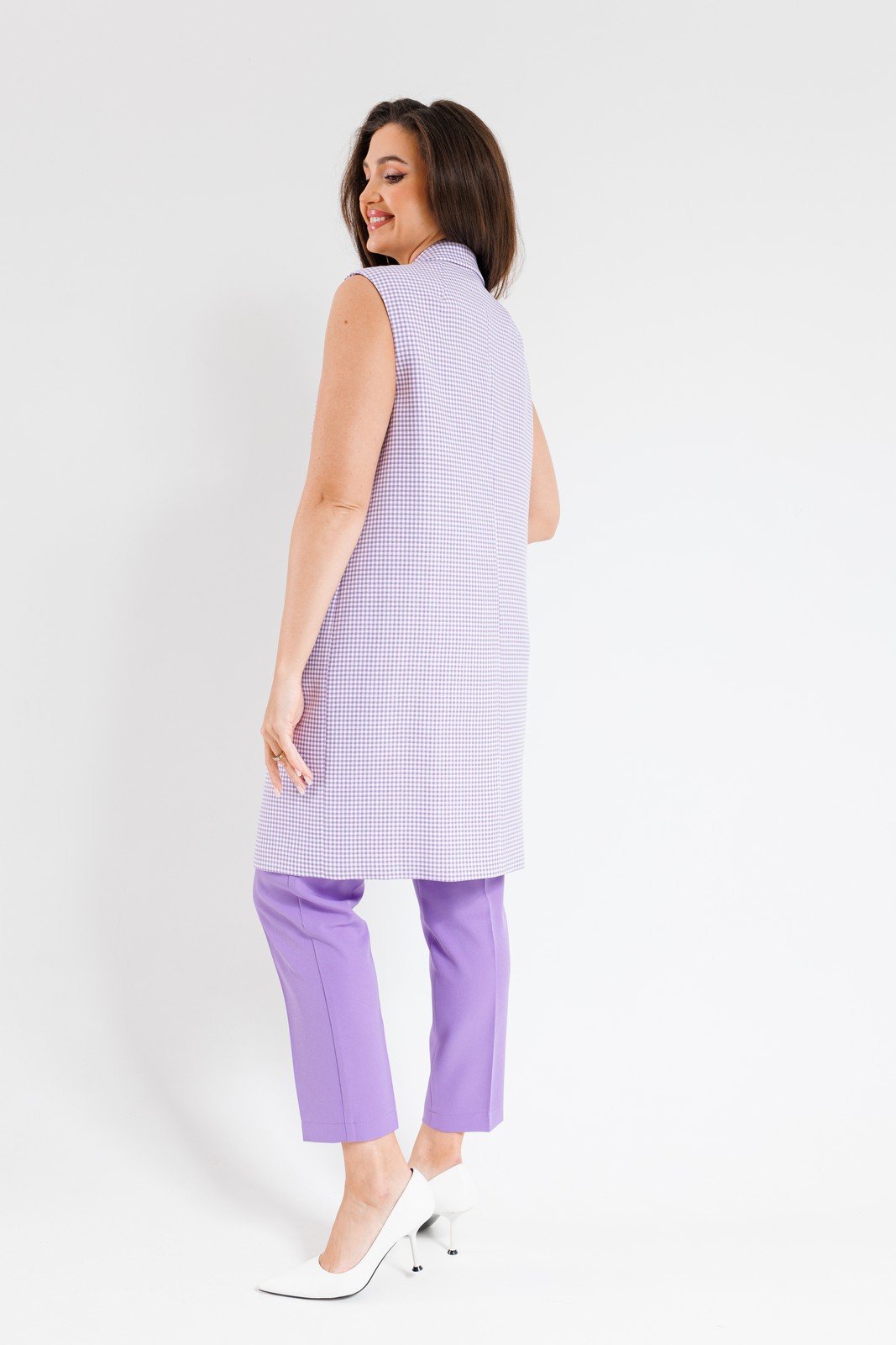 Костюм брючный 130560 сиреневая гусьлапка + лиловый SandyNA купить в ...