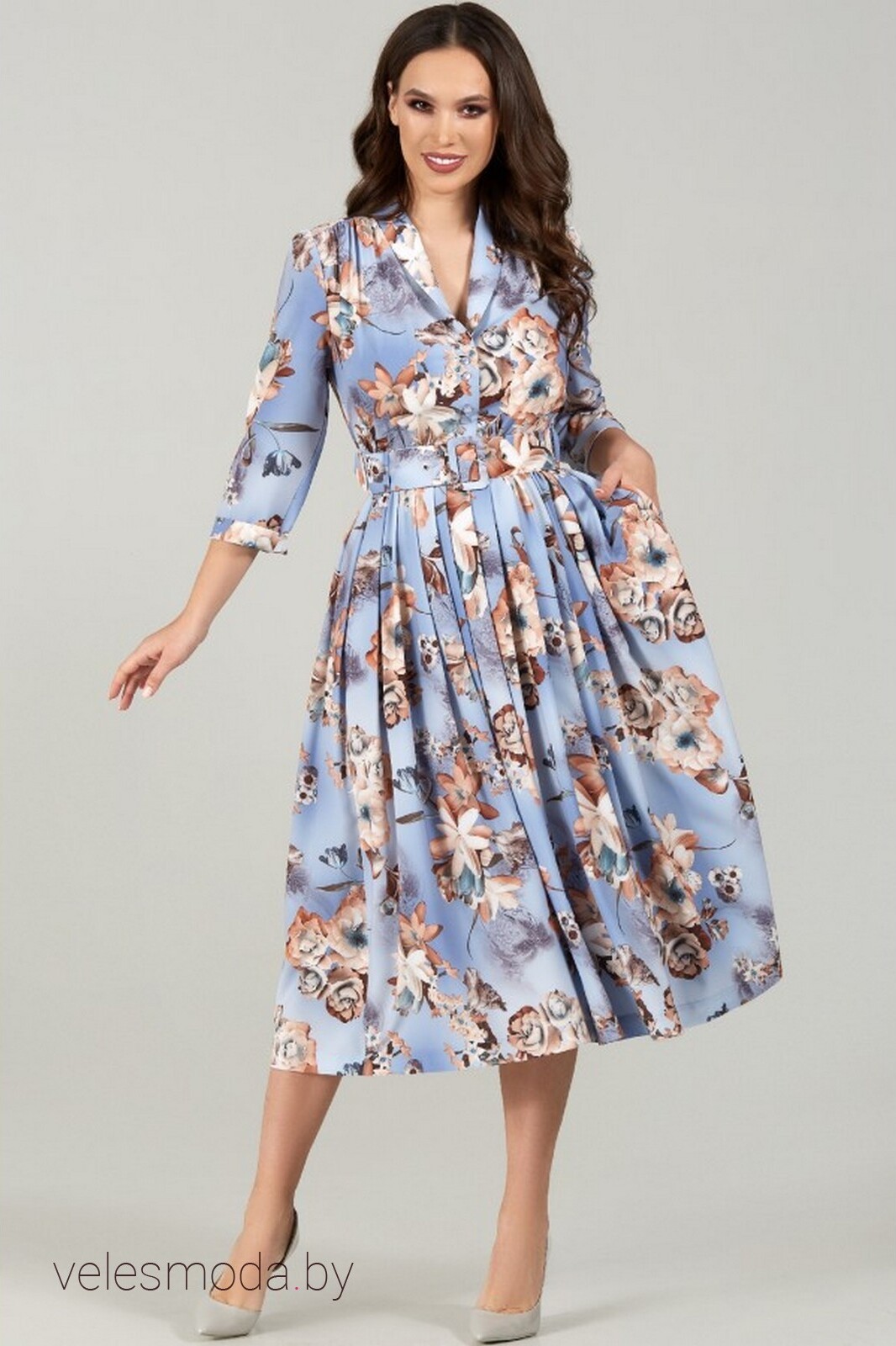 Платье 1425 голубой TEFFI Style купить в интернет магазине Велесмода