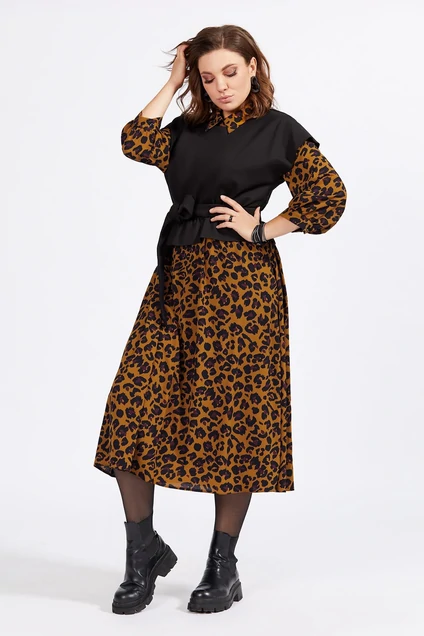 Костюм с платьем 950 горчица Milora купить в интернет магазине Велесмода