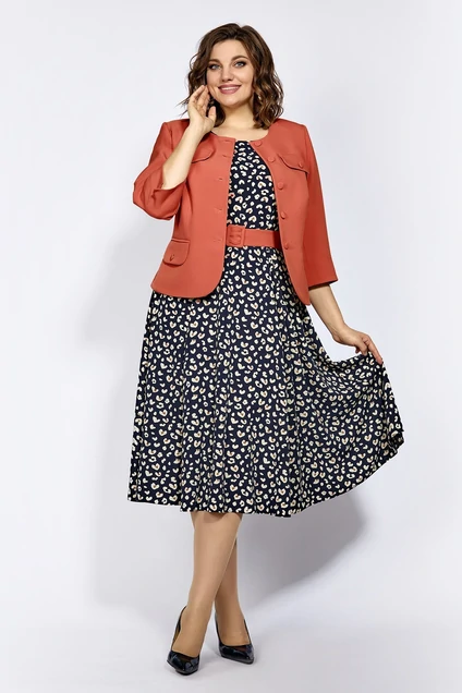 Костюм с платьем 979-1 терракот Milora купить в интернет магазине Велесмода