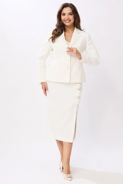 Костюм с юбкой 1128 белый MisLana купить в интернет магазине Велесмода